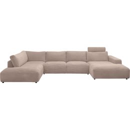 Wohnlandschaft Musterring, B:434cm H:81cm T:204cm, grau, Sofas, "Lucia U-Form", Verschiedene Farben, Cord-Bezug, Gesamtbreite 434 cm