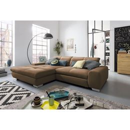 Ecksofa, B:276cm H:89cm T:198cm, braun, SET ONE BY Musterring, 100% Polyester, Wohnzimmer, Sofas, "SO 1200 inkl. Sitztiefen- & R&uuml;ckenverstellung f&uuml;r