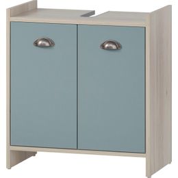 Waschbeckenunterschrank Welltime, B:56,9cm H:62,4cm T:33cm, blau, FSC-zertifizierter Holzwerkstoff, Badezimmer, Schr&auml;nke, "Lindholm"