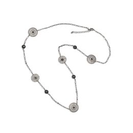 Firetti Damen Lange Kette "Figaro Blume", Metall, L: 92 B: 3mm, grau, Metall, B:3mm, Halsketten