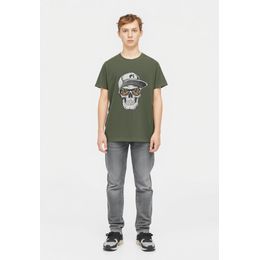 name it Jungen T-Shirt "NKMLORNE &ndash; Shirt mit stylischem Print und Baumwolle", gr&uuml;n, Gr. 116, bedruckt, Jersey, Obermaterial: 100% Baumwolle, Shirts,