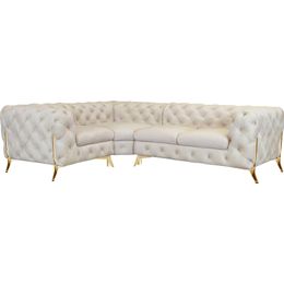 Chesterfield-Sofa Home Affaire, B:264cm H:75cm T:204cm, beige, Struktur (100% Polyester);Samtoptik (100% Polyester), Sofas, "Amaury L-Form", moderne