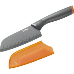 Tefal Santokumesser "Fresh Kitchen", Klingenl&auml;nge 12cmgrau, orange, Kochmesser, 12 cm, Klingen aus rostfreiem Stahl, Titan-Versiegelung, Klingenschutz