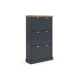 Schuhschrank Home Affaire, B:80cm H:132cm T:30cm, grau, Spanplatte, Flur, Schr&auml;nke, "Motala", mit 3 Klappen, Platz f&uuml;r 18-20 paar Schuhe, Breite 80