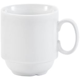 Van Well Becher "Trend", 9cm, 255ml, 6 Stk., weiß, Trinkgefäße, spülmaschinenfest, mikrowellengeeignet, stapelbar, 0,25 L, 6-teilig
