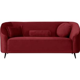 3-Sitzer Home Affaire, B:184cm H:81cm T:80cm, rot, 100% Polyester, Sofas, "Ashly", in 3 Bezugsvarianten, Boucl&eacute;, Samtoptik und Struktur weich.