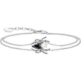 Thomas Sabo Damen Armband "Spider Romance Armband, Spinnen-Design", 19, Perlen Silber 925 (Sterlingsilber), schwarz-weiß, Perlen, Silber 925