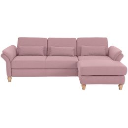 Ecksofa Home Affaire, B:266cm H:89cm T:164cm, rosa, Struktur fein (100% Polyester);Struktur (100% Polyester);Luxus-Microfaser Lederoptik (100%