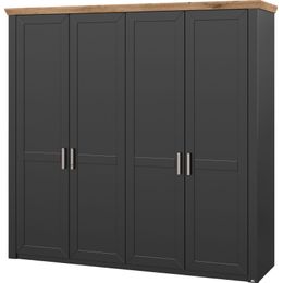 Kleiderschrank, B:220cm H:210cm T:62cm, grau, SET ONE BY Musterring, Holzwerkstoff, Kinderzimmer, Schr&auml;nke, "York Schlafen", mit Holzt&uuml;ren und Kranz