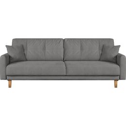 3-Sitzer Home Affaire, B:215cm H:89cm T:100cm, grau, 88% Polyester, 9% Rayon, 3% Nylon, Sofas, "TRIPLO optionale Schlafsofa mit Bettkasten, Ma&szlig;e