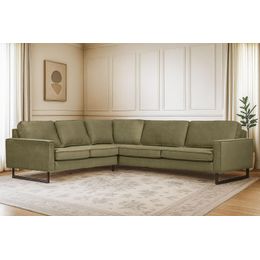 Ecksofa Home Affaire, B:290cm H:85cm T:250cm, grün, Luxus-Microfaser in Lederoptik(100% Polyester);Cord (92% Polyester, 8% Polyamide), Wohnzimmer,