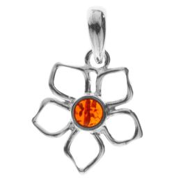 OSTSEE-SCHMUCK Damen Kettenanh&auml;nger "OSTSEE-SCHMUCK Anh&auml;nger Bl&uuml;te 17 mm Anh&auml;nger Bl&uuml;te 17 mm", 26x17mm, Silber 925 (Sterlingsilber), 1,3 g, wei&szlig;,
