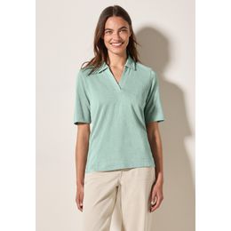 Cecil Damen Poloshirt, grün, Gr. XL, unifarben, Jersey, Obermaterial: 55% Polyester, 45% Viskose, Shirts, in Leinen-Optik