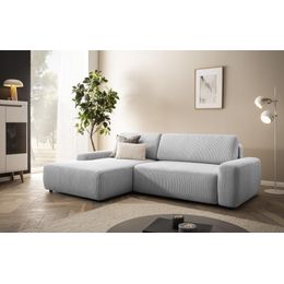 Ecksofa Home Affaire, B:264cm H:82cm T:162cm, grau, 100% Polyester, Wohnzimmer, Sofas, "TORGE (264cm), Schlafsofa in Cord, Samtvelours o Struktur