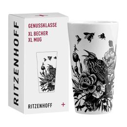 Ritzenhoff Becher "Kaffeebecher XL Genussklasse 525 ml schwarz-weiß", 1 tlg., schwarz-weiß, Trinkgefäße