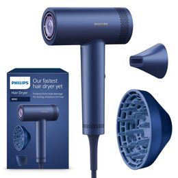 Philips Haartrockner "Series 8000 BHD839/10", blau, B:16,9cm H:30,1cm T:13cm, Haartrockner, mit ThermoShield Technologie, 4 Hitze- und 3