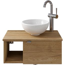 Waschtisch SAPHIR, B:61cm H:39,8cm T:35cm, braun, Badezimmer, Waschtische, "Serie 6915 Waschschale mit Unterschrank für Gästebad, Gäste WC", 61 cm