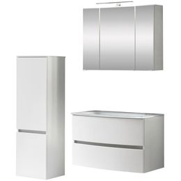 Badezimmer-Set Welltime, B:120cm H:200cm T:49cm, wei&szlig;, Kastenm&ouml;bel-Sets, "Kaunas", bestehend aus Waschtisch-Set mit Midischrank, Breite 120 cm