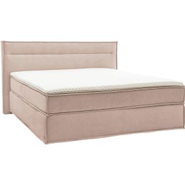 Boxspringbett Musterring, B:200cm L:215cm, beige, Komplettbetten, "JustB SC100", schwebende Optik, inklusive Topper, verschiedene Farben, 180 x 200 cm