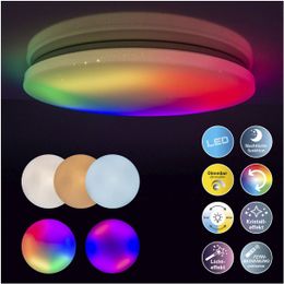 Näve NÄVE LED Deckenleuchte "Rainbow", 1, Ø 58cm H: 6,5cm, 1 Stk., bunt, Wohnzimmer, Leuchten, Kristalleffekt, dimmbar, Nachtlicht, CCT, Farbwechsler,