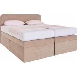 Boxspringbett, B:145cm L:212cm, beige, Westfalia Schlafkomfort, Box und Kopfteil: Microvelours (100% Polyester) oder Kunstleder (Polyurethan);Bezug