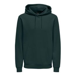 Only & Sons ONLY & SONS Herren Kapuzensweatshirt "ONSCERES HOODIE SWEAT NOOS", grün, Gr. L, unifarben, angeraute Sweatware, Obermaterial: 57% Baumwolle, 43%