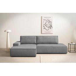 Ecksofa Home Affaire, B:275cm H:85cm T:167cm, grau, 100% Polyester, Wohnzimmer, Sofas, "SHERWOOD, Schlafsofa in L-Form offen (275cm), Cord,