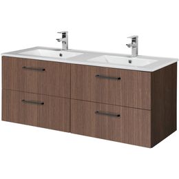 Doppelwaschtisch Welltime, B:120cm H:54cm T:47cm, braun, Waschtische, "Trento, verschiedene Ausf&uuml;hrungen und Farben", Badm&ouml;bel in Breite 120 cm, 2