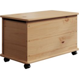 Badkommode Welltime, B:73cm H:44cm T:40cm, gelb, FSC-zertifiziertes Massivholz, Sideboards, "Thale", Aus lackiertem Massivholz - Auf Rollen - Maße