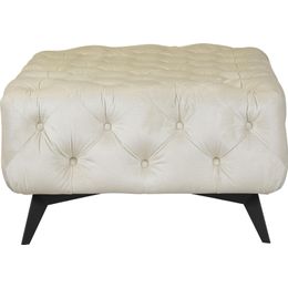 Polsterhocker Home Affaire, B:80cm H:45cm T:80cm, beige, Struktur (100% Polyester);Samtoptik (100% Polyester), Hocker, "Amaury", Chesterfield-Optik,