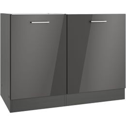 Spülenschrank KOCHSTATION, B:110cm H:82cm T:60cm, grau, MDF, Küche, Schränke, "KS-Milan", Spülzentrum 110 cm, matte oder hochglänzende Fronten