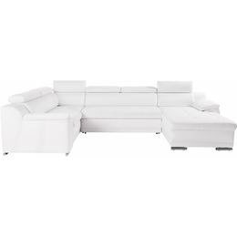 Sit & More Wohnlandschaft SIT & MORE, B:336cm H:93cm T:193cm, wei&szlig;, Kunstleder SOFTLUX;Struktur ( 100% Polyester), Sofas, "Top Andiamo U-Form", mit