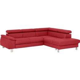 Ecksofa COTTA, B:249cm H:72cm T:100cm, rot, Microfaser PRIMABELLE (100% Polyester);Kunstleder SOFTLUX;Feinstruktur (100% Polyester);Kunstleder