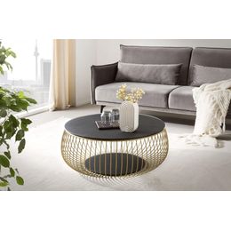 Couchtisch Salesfever, B:86cm H:35cm T:86cm, gold, Metall, Glas, Wohnzimmer, Tische, "Couchtisch im minimalistischen Stil", 10 mm starke