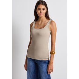 Street One Damen Tr&auml;gertop, beige, Gr. 46, unifarben, Web, 93% Baumwolle, 5% Elasthan, 2% Viskose, Tops, im soften Baumwoll-Mix