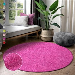 Hochflor-Teppich Sanat, H:30mm &Oslash;:200cm, pink, Kunstfaser, Teppiche, "LOCA", Wohnzimmer, Langflor, Shaggy, Schlafzimmer