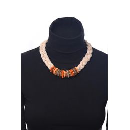 Damen Kette mit Anh&auml;nger "Alexa", beige, Basic, Collezione Alessandro, Baumwolle, Halsketten, geflochtenes Baumwollband