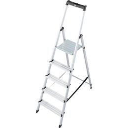 Krause Stehleiter "Solidy", B/H/L: 47cm x 11cm x 180cm, grau, Leitern, Aluminium, 1x5 Stufen, Arbeitsh&ouml;he ca. 305 cm