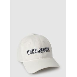 Pepe Jeans Herren Baseball Cap "STEVEN CAP", weiß, bestickt, Twill, Baumwolle, Caps, mit Label-Stickerei