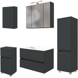 Badm&ouml;bel-Set Welltime, grau, Holzwerkstoff, Kastenm&ouml;bel-Sets, "Welltime M&ouml;bel Baabe Waschtisch-Set 3tlg. oder 5tlg.", ged&auml;mpfte Scharniere und