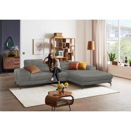 Ecksofa W.Schillig, B:303cm H:70cm T:193cm, grau, Chenille-Flachgewebe R66 (85% Polyester, 15% Nylon), Wohnzimmer, Sofas, "Piedroo, Designsofa mit