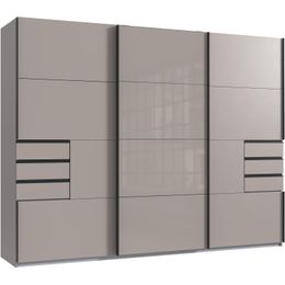 Schwebetürenschrank wimex, B:270cm H:208cm T:65cm, grau, Spanplatte, Schränke, "Tilburg", mit Glaselementen