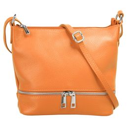 CLUTY Damen Umhängetasche, orange, Leder, unifarben, Taschen, echt Leder, Made in Italy