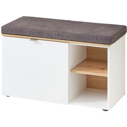 Schuhschrank Innostyle, B:78cm H:50cm T:42cm, weiß, Holzwerkstoff, MDF, Flur, Schränke, "Bari Schuhbank inkl. Sitzkissen, BxHxT 78x50x38 cm", 1