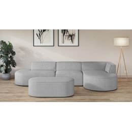 Ecksofa OTTO HOME, B:343cm H:72cm T:159cm, grau, 100% Polyester, Wohnzimmer, Sofas, "EIVIND Designer Sofa mit Ottomane rechts/links, B/T/H: