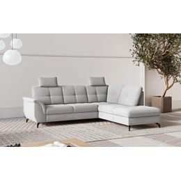 Sit & More Ecksofa SIT & MORE, B:244cm H:92cm T:212cm, silber, 90% Polyester 10% Polyamid, Wohnzimmer, Sofas, "Zora", wahlweise mit Bettfunktion und Bettkasten