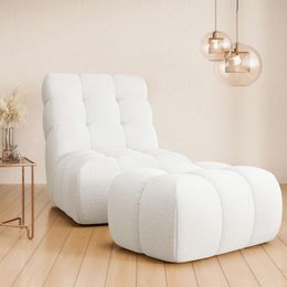 XXL-Sessel Home Affaire, B:88,5cm H:95,5cm T:130cm, weiß, 100% Polyester, Sessel, "AURELIAN Loveseat XXL mit Hocker im Set, Lese-Sessel,