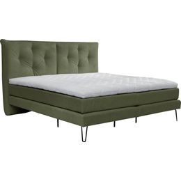 Boxspringbett Alina, B:194cm L:212,5cm, gr&uuml;n, Struktur fein DGS (92% Poyester, 8% Nylon), Jugendzimmer, Komplettbetten, "Longon inkl. Matratze und