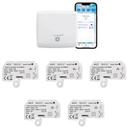 homematic IP Smart-Home-Zubehör "Bundle Access Point + 5x Schalt-Mess-Aktor Unterputz", weiß, B:19,5cm H:10,5cm T:29,5cm, Smart-Home-Stationen