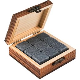 BUDDY'S Eisw&uuml;rfel-Steine "Buddy ́s Bar", B/H/L: 8cm x 3,5cm x 8cm, grau, K&uuml;hlakkus, 9 Whisky Steine, Geschenkset Basic, geschmacksneutrale K&uuml;hlsteine